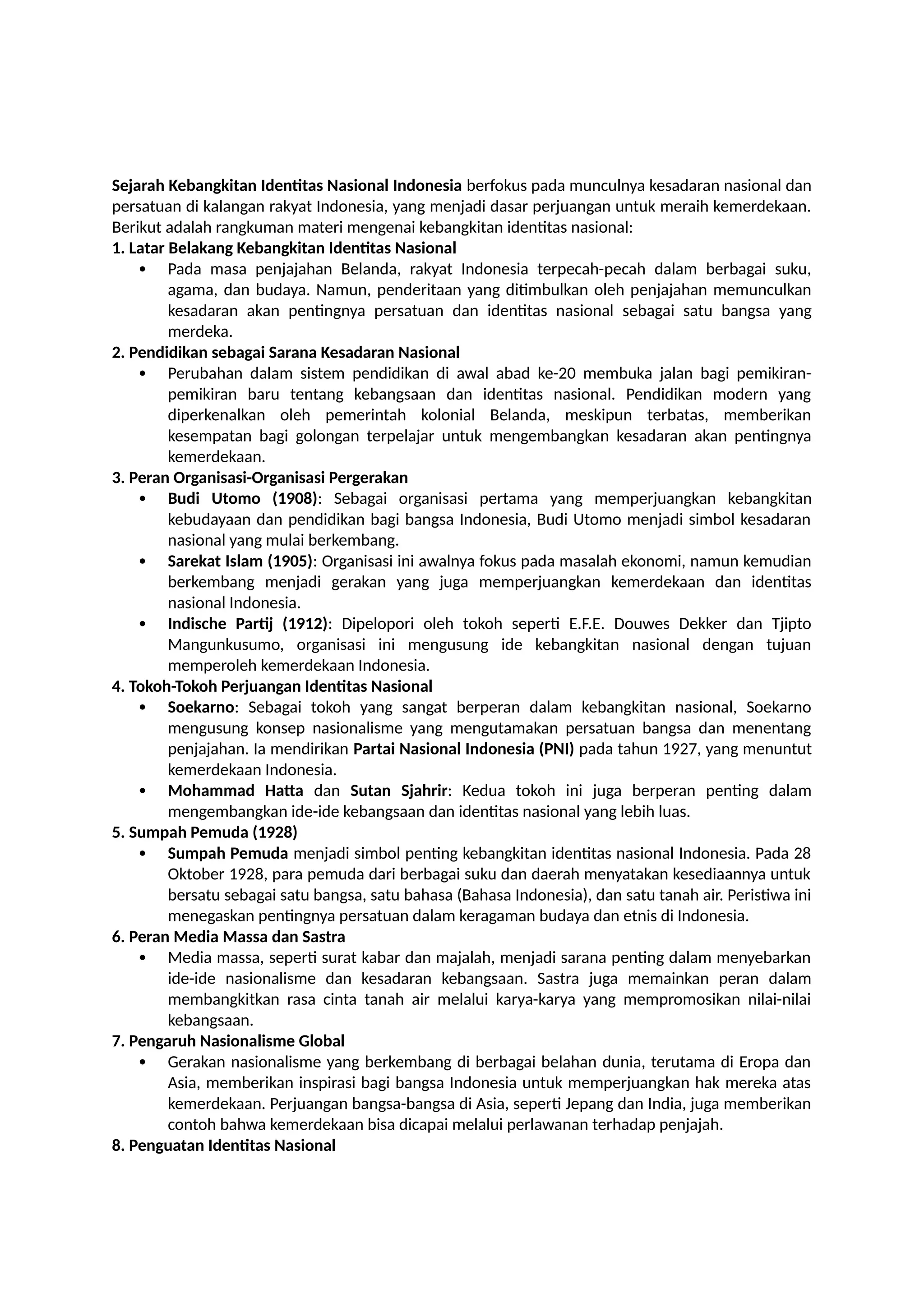 Rangkuman Kebangkitan Identitas nasional | DOCX