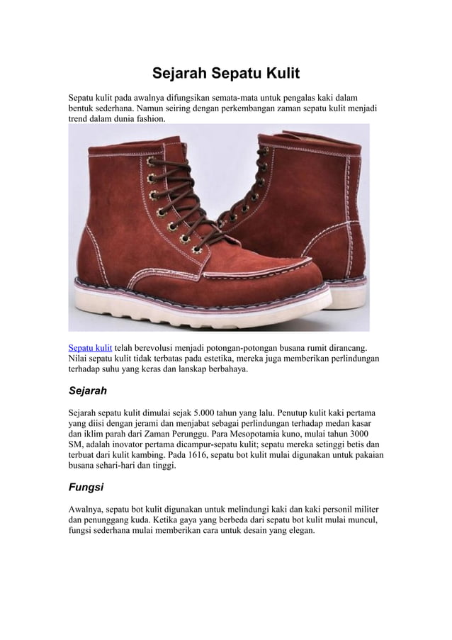 Sejarah sepatu kulit | DOC