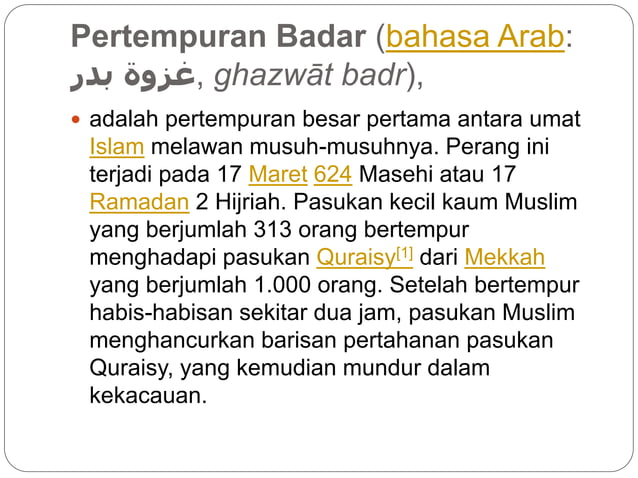 Sejarah singkat perang badar | PPTX