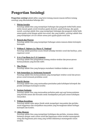 Sejarah sosiologi | DOCX