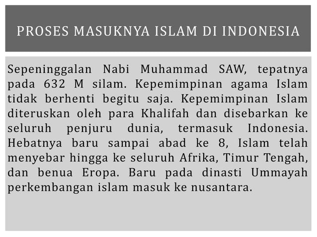 SEJARAH PROSES MASUKNYA ISLAM DI INDONESIA | PPTX