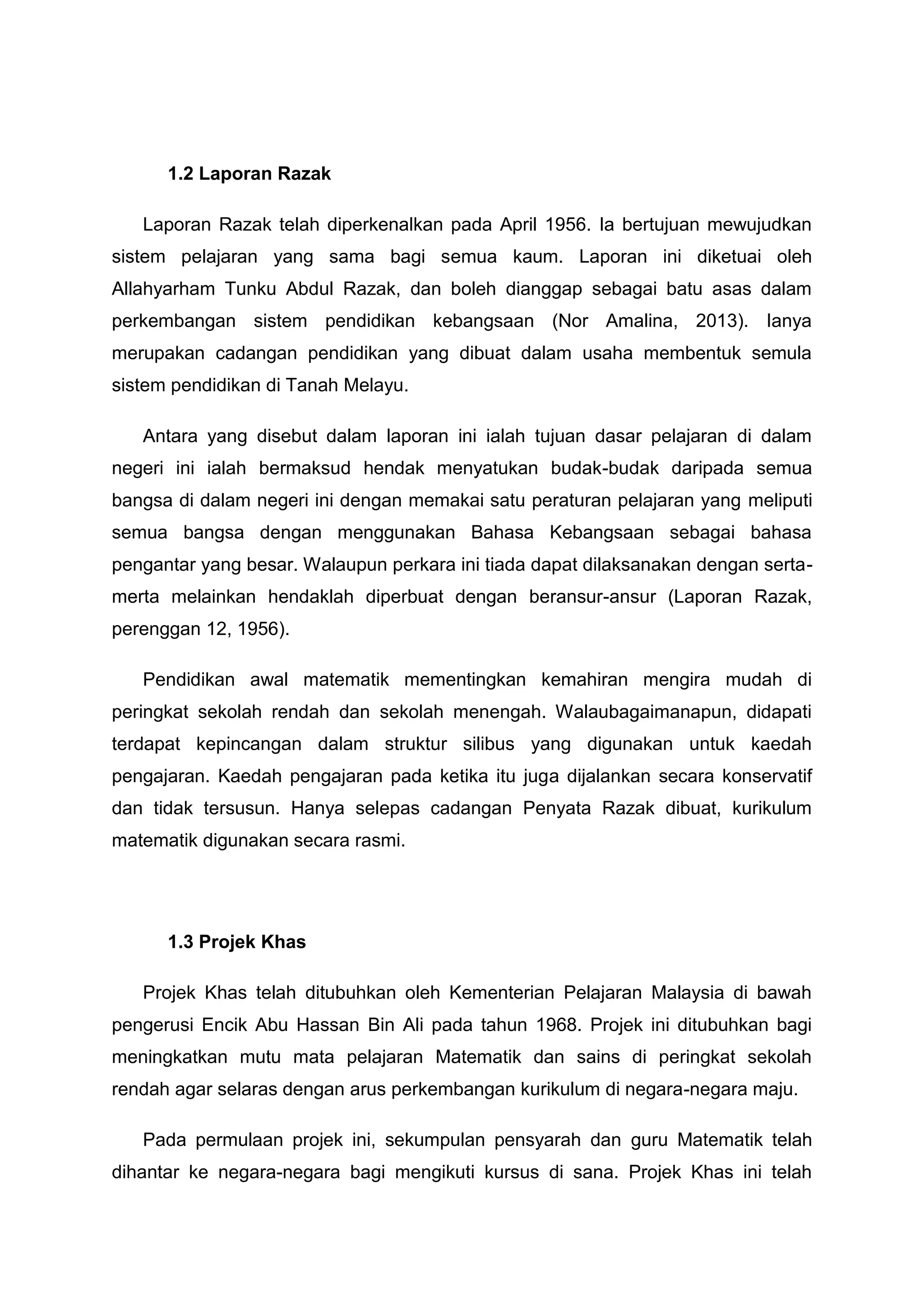 Sejarah, struktur dan tujuan pendidikan Matematik di Malaysia | PDF