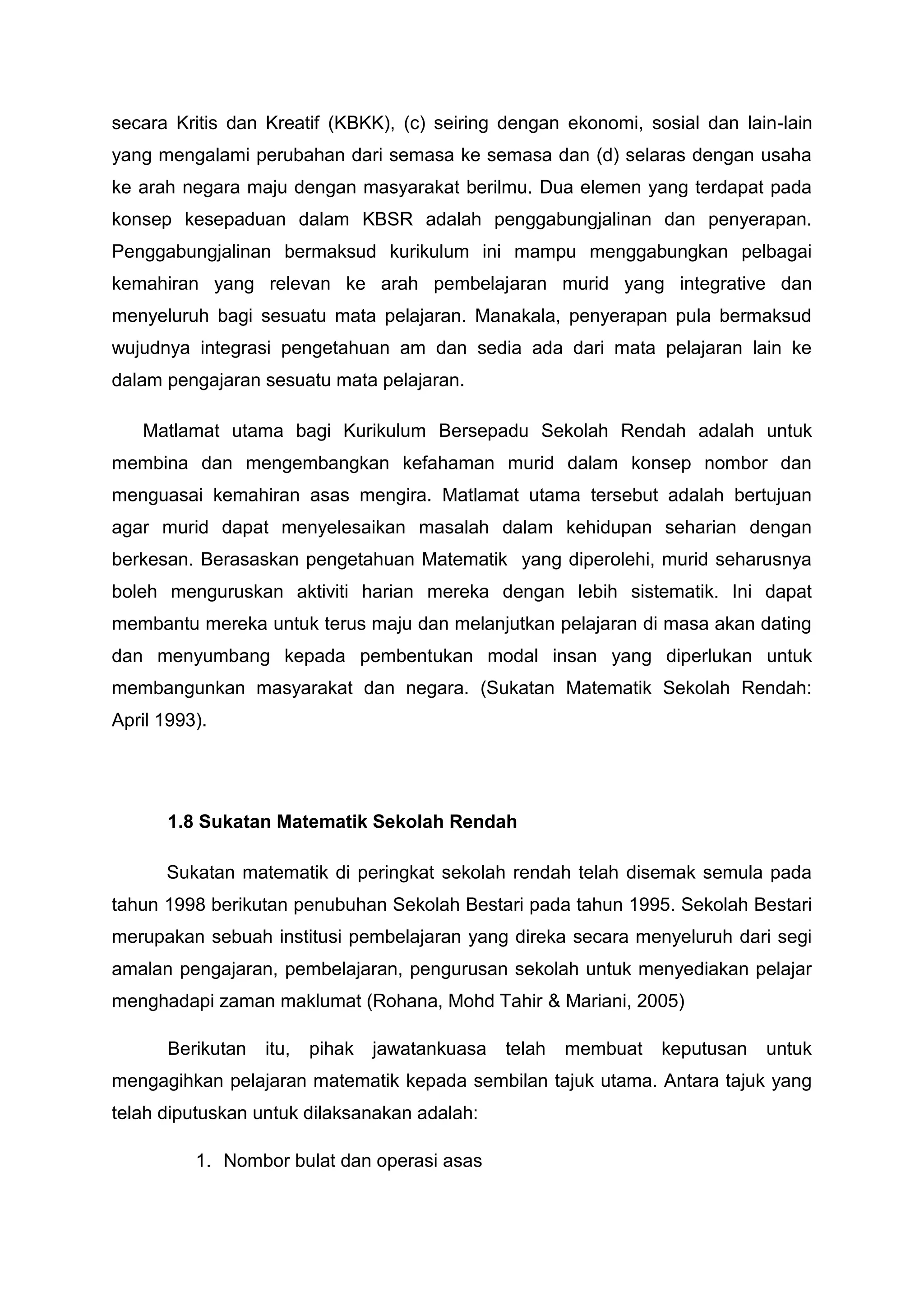 Sejarah, struktur dan tujuan pendidikan Matematik di Malaysia | PDF
