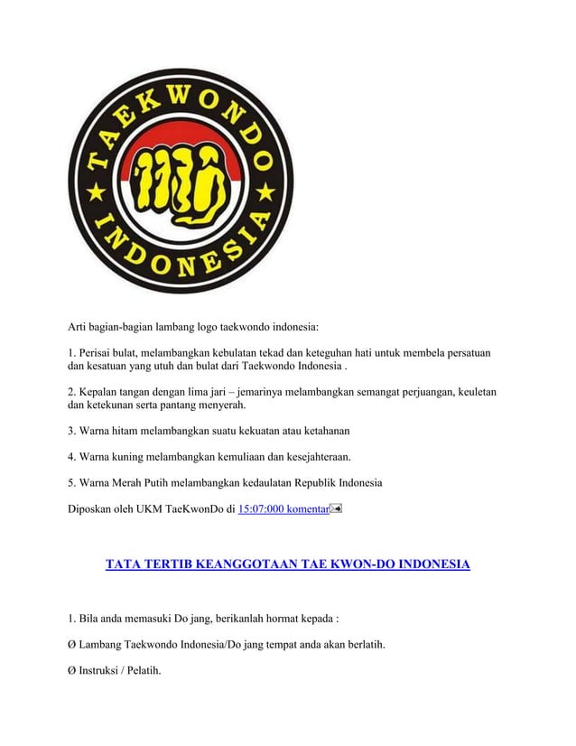 Sejarah taekwondo | DOCX