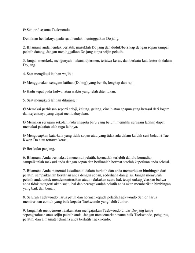 Sejarah taekwondo | DOCX