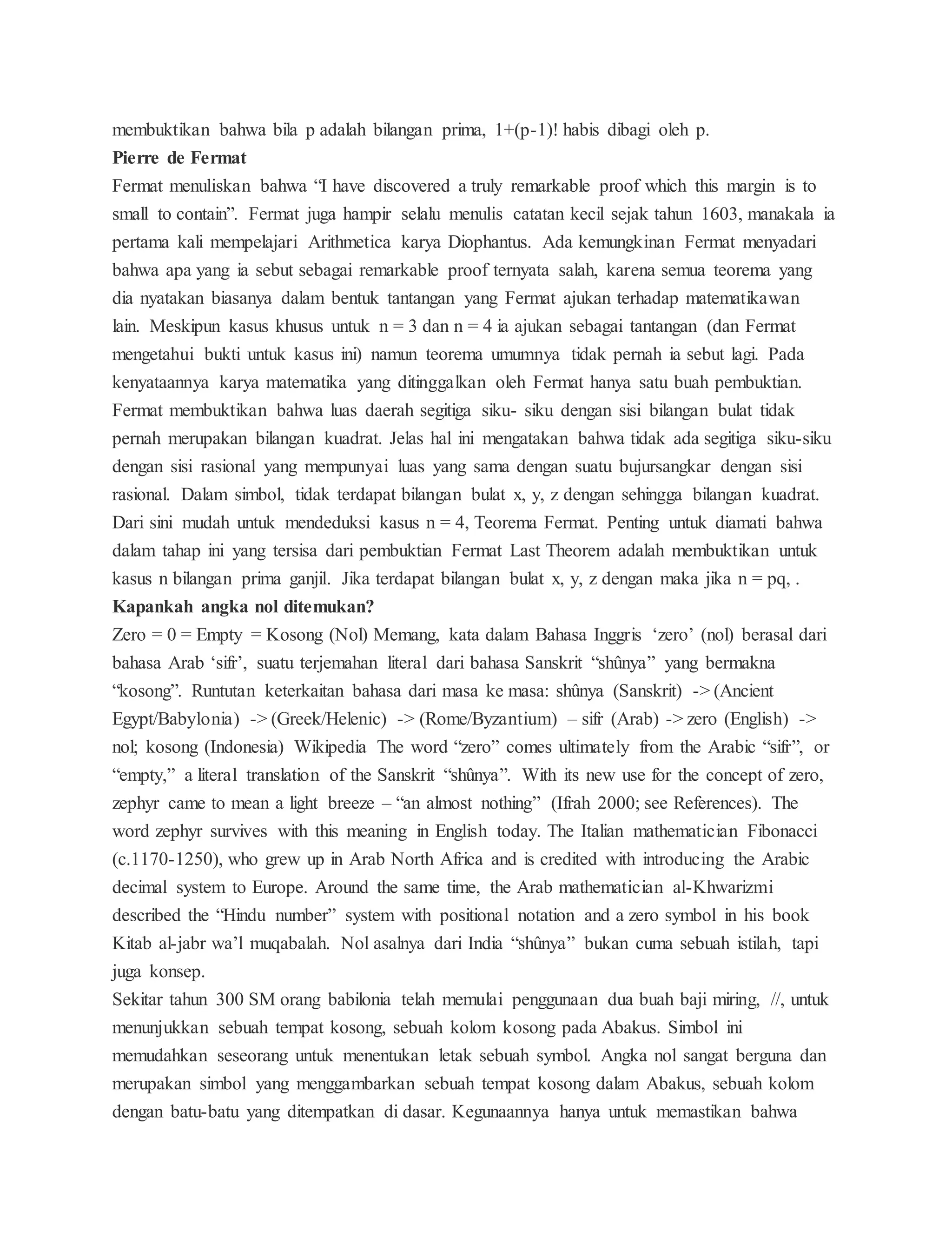 Sejarah teori bilangan | DOCX