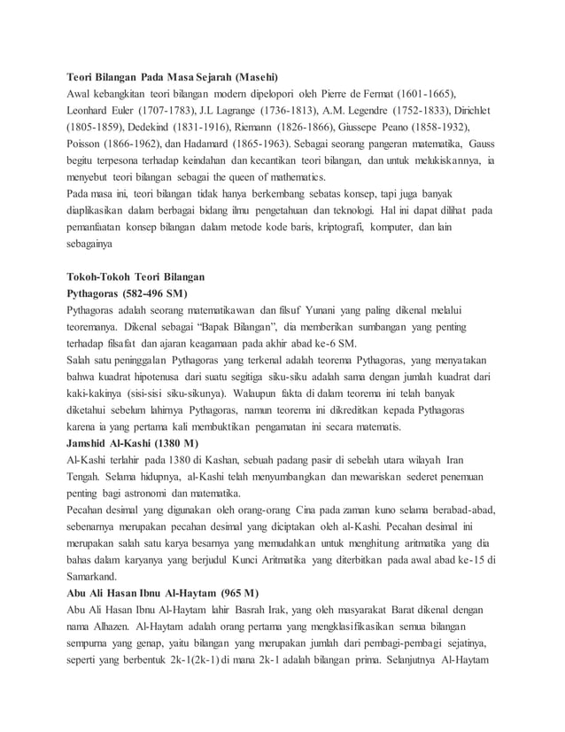 Sejarah teori bilangan | DOCX