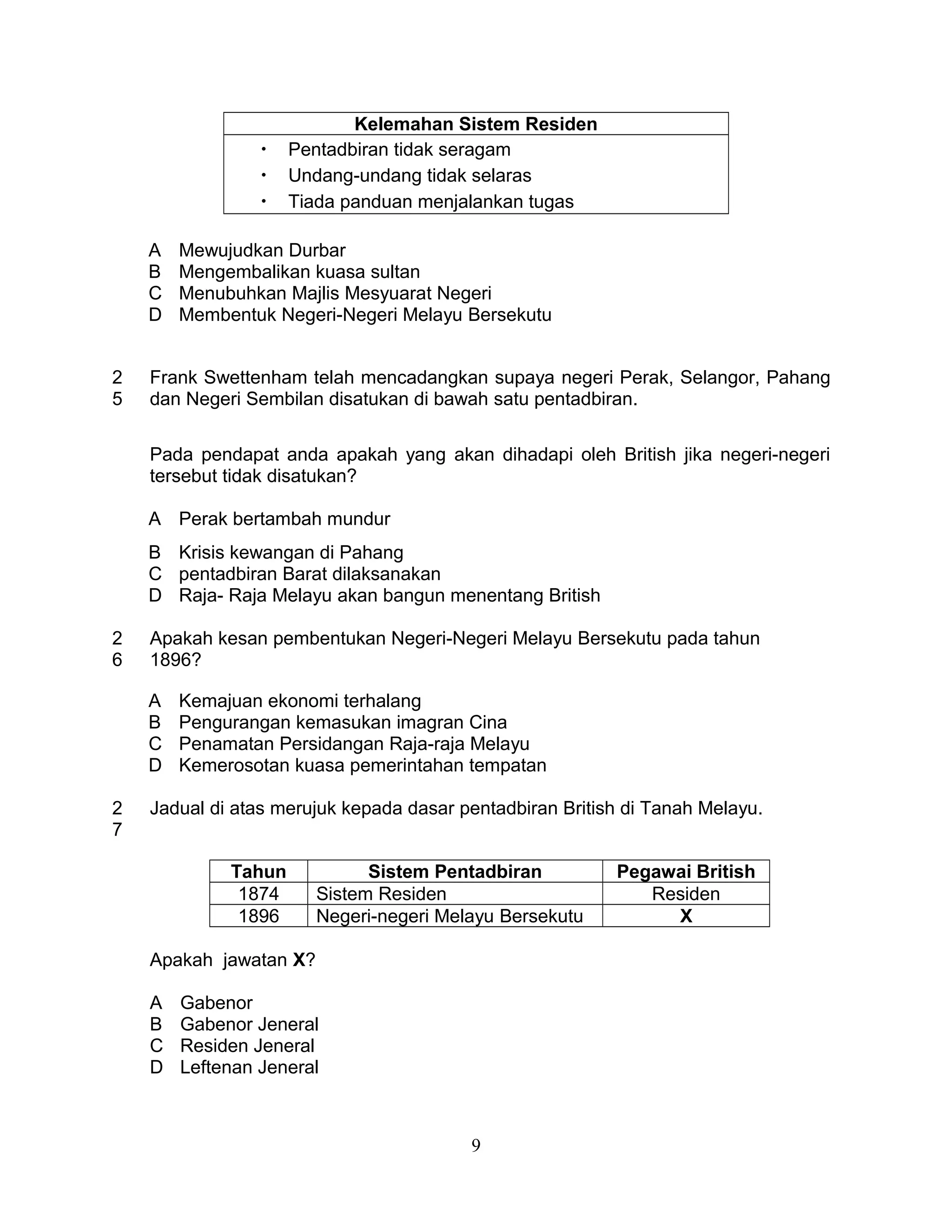 Sejarah Tingkatan 2 Bab 2 Latihan Objektif | DOC