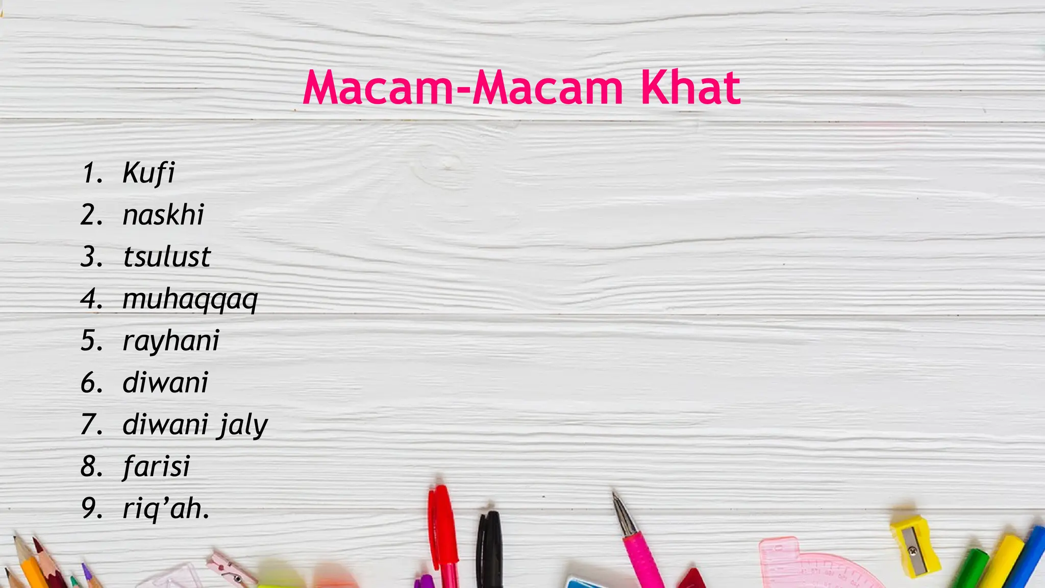 Materi Fungsi, Tujuan, dan Manfaat Kaligrafi | PPTX