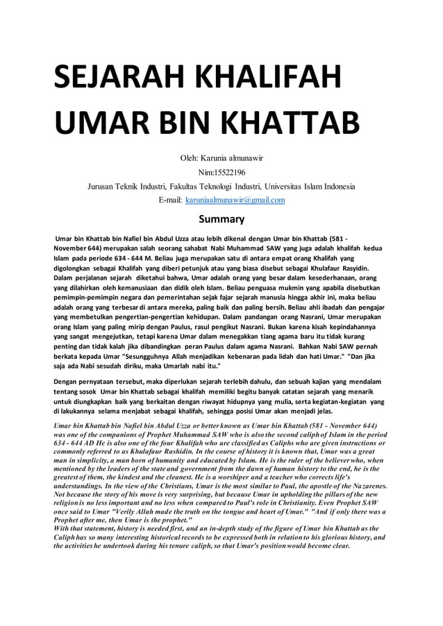 Sejarah umar bin khattab | PDF