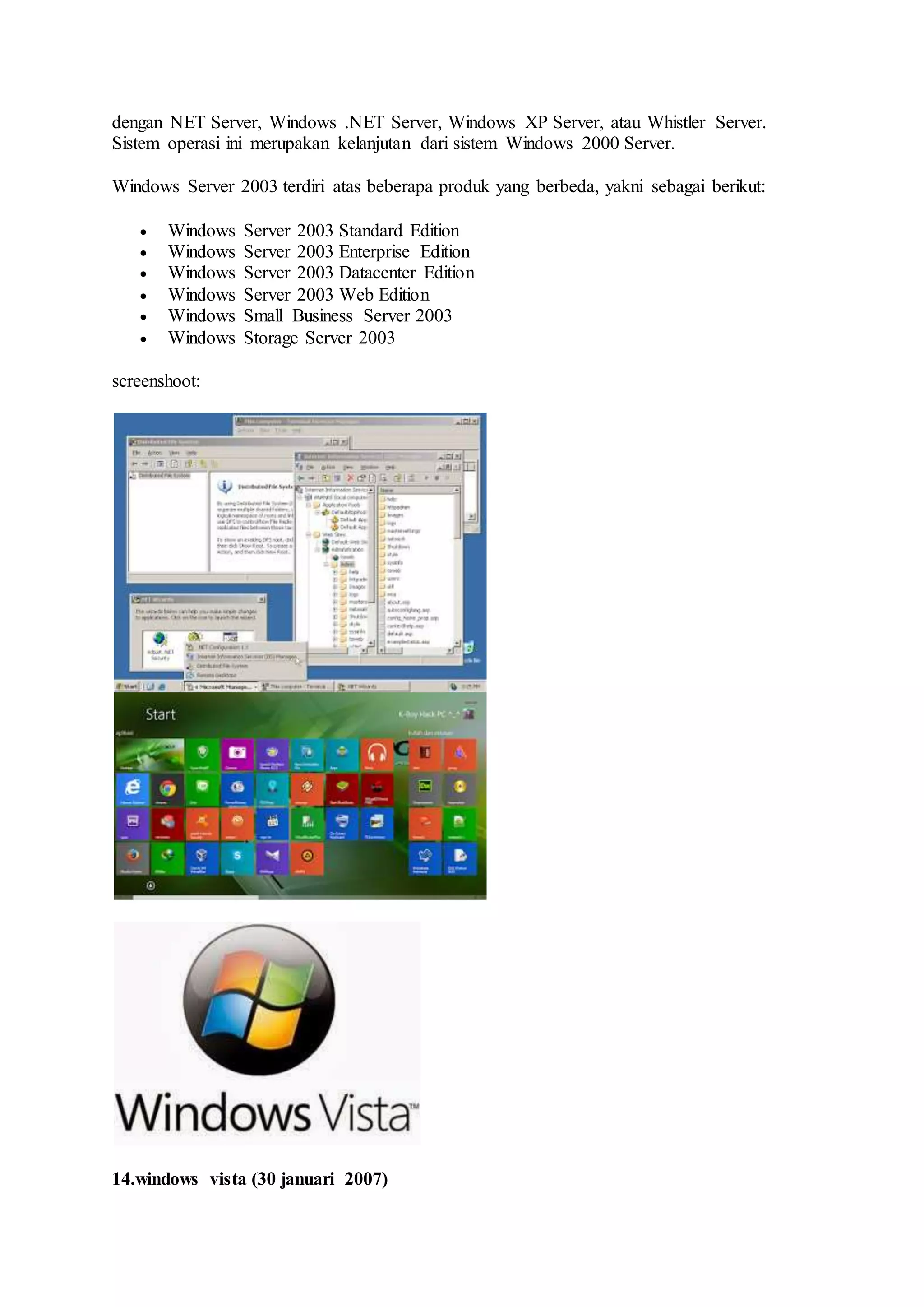 Sejarah windows os sampai sekarang | PDF
