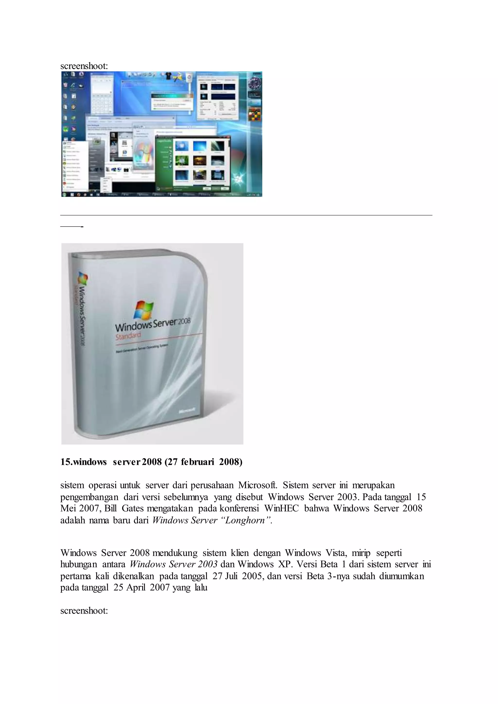 Sejarah windows os sampai sekarang | PDF