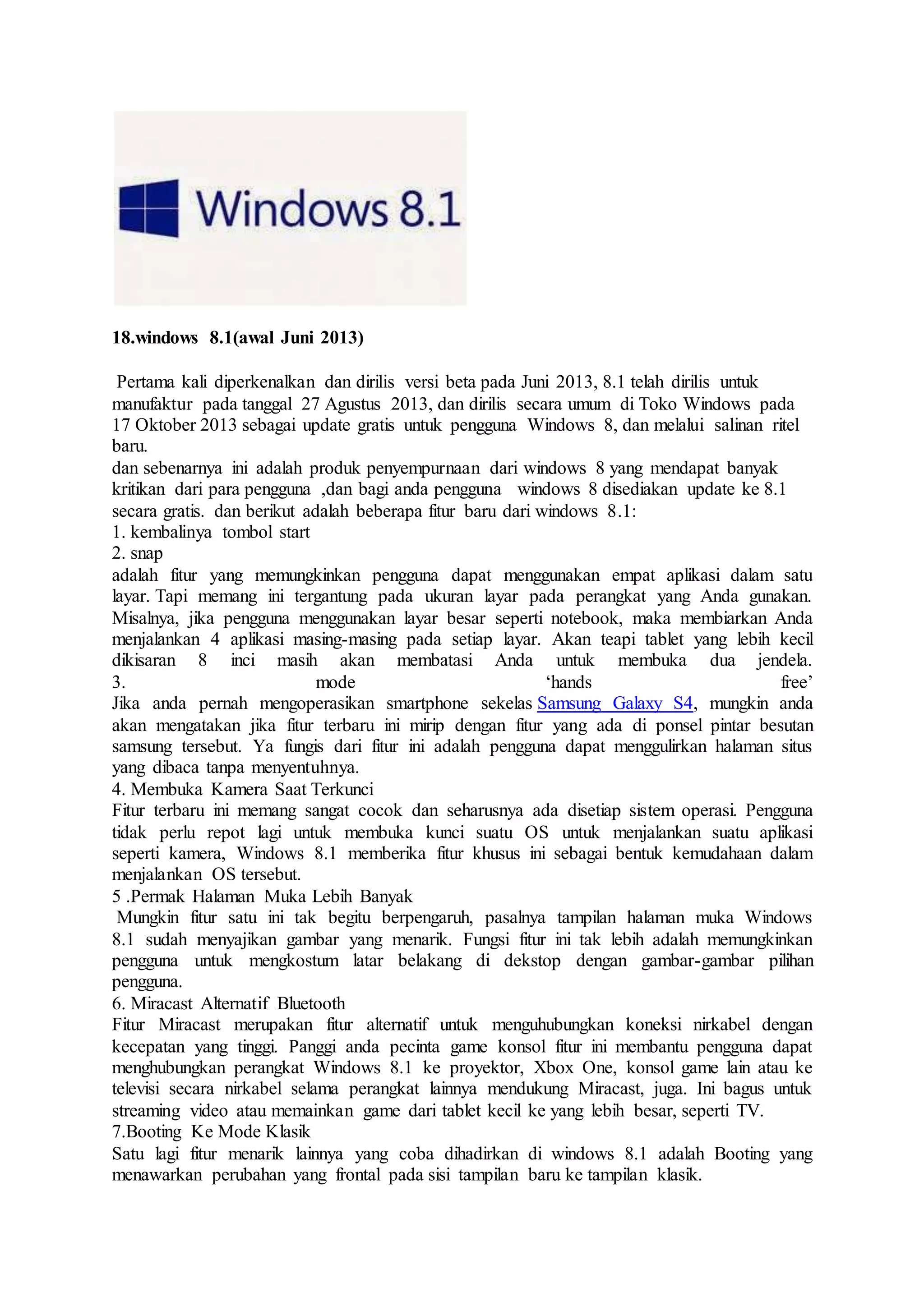 Sejarah windows os sampai sekarang | PDF
