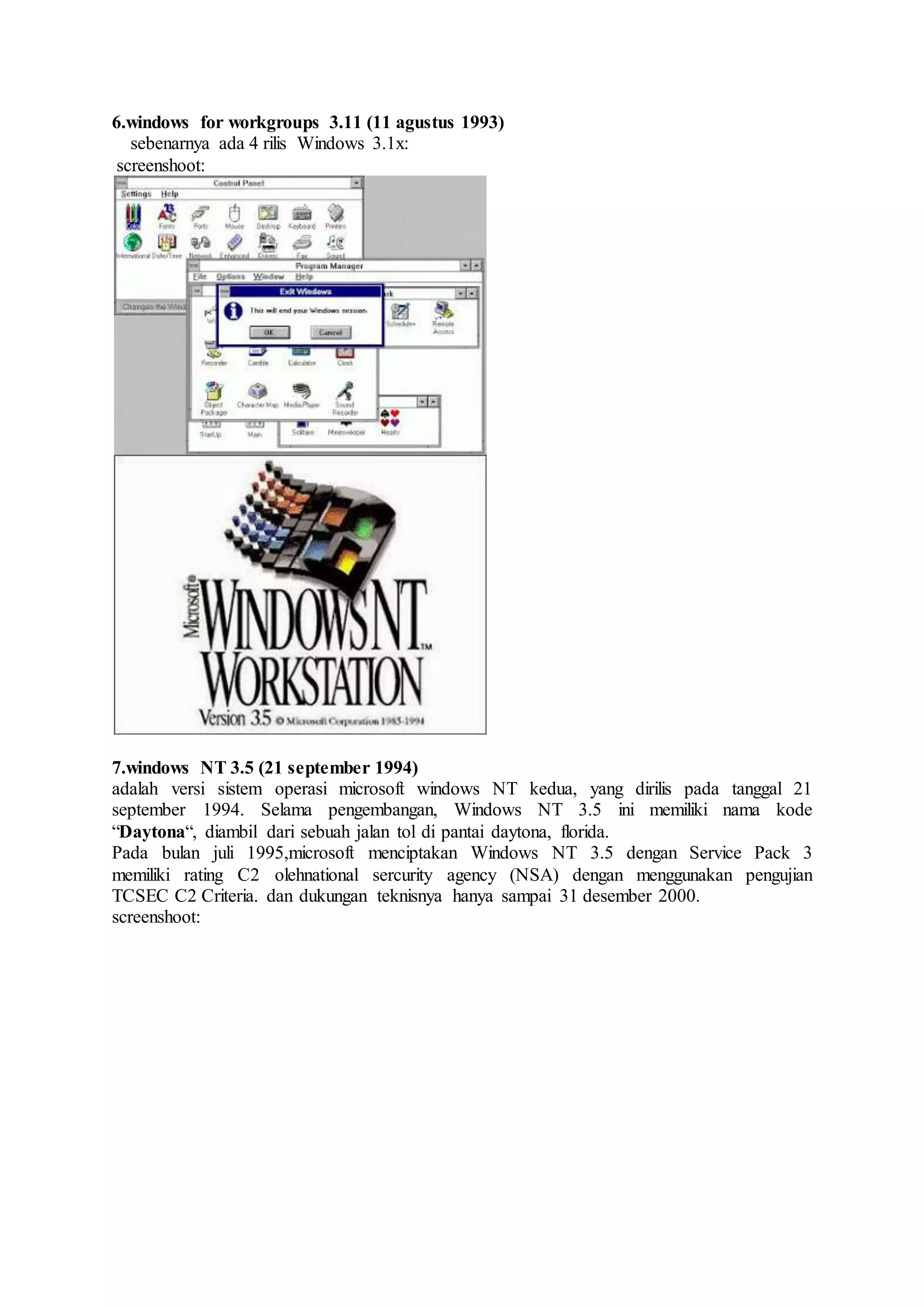 Sejarah windows os sampai sekarang | PDF