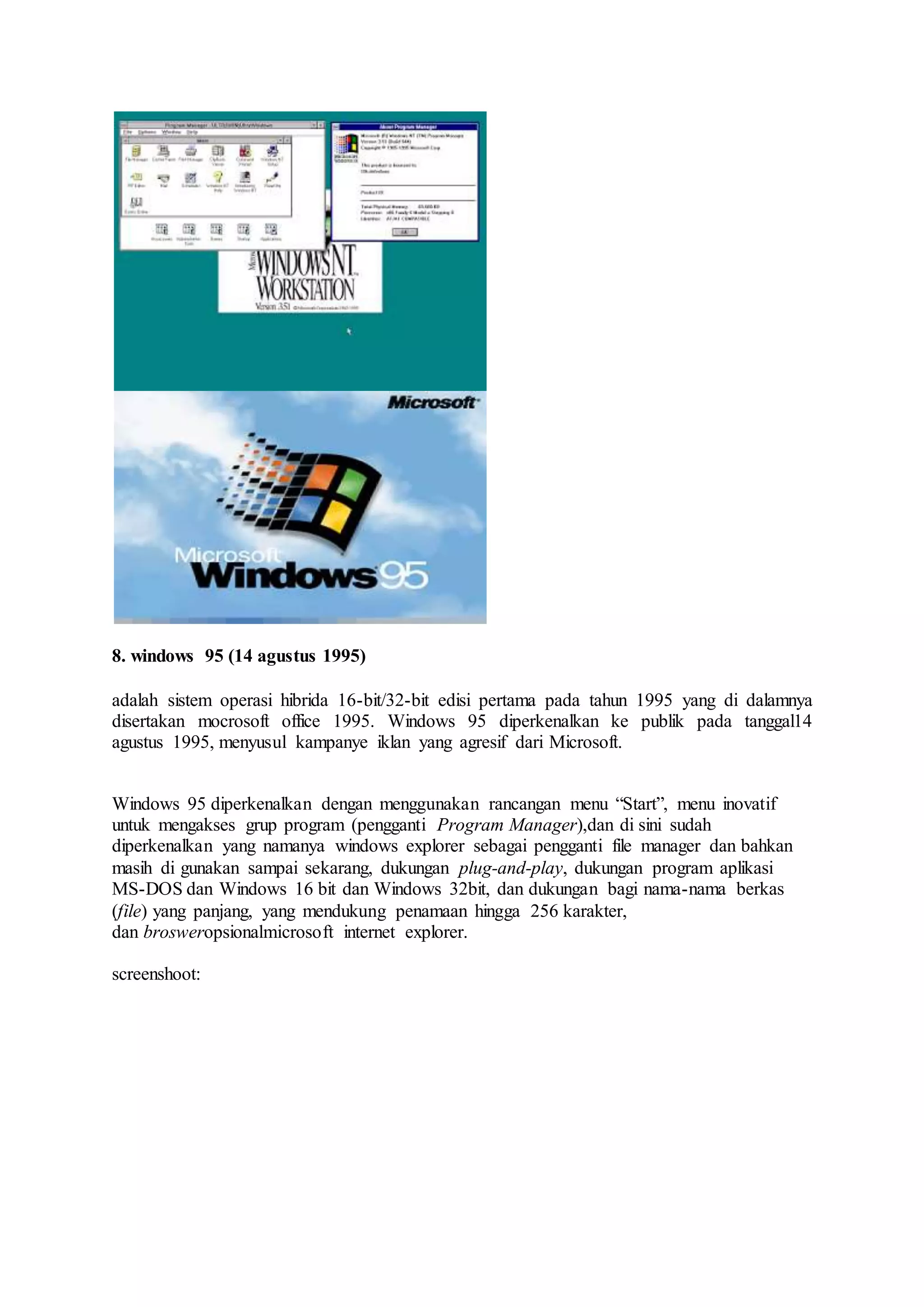 Sejarah windows os sampai sekarang | PDF