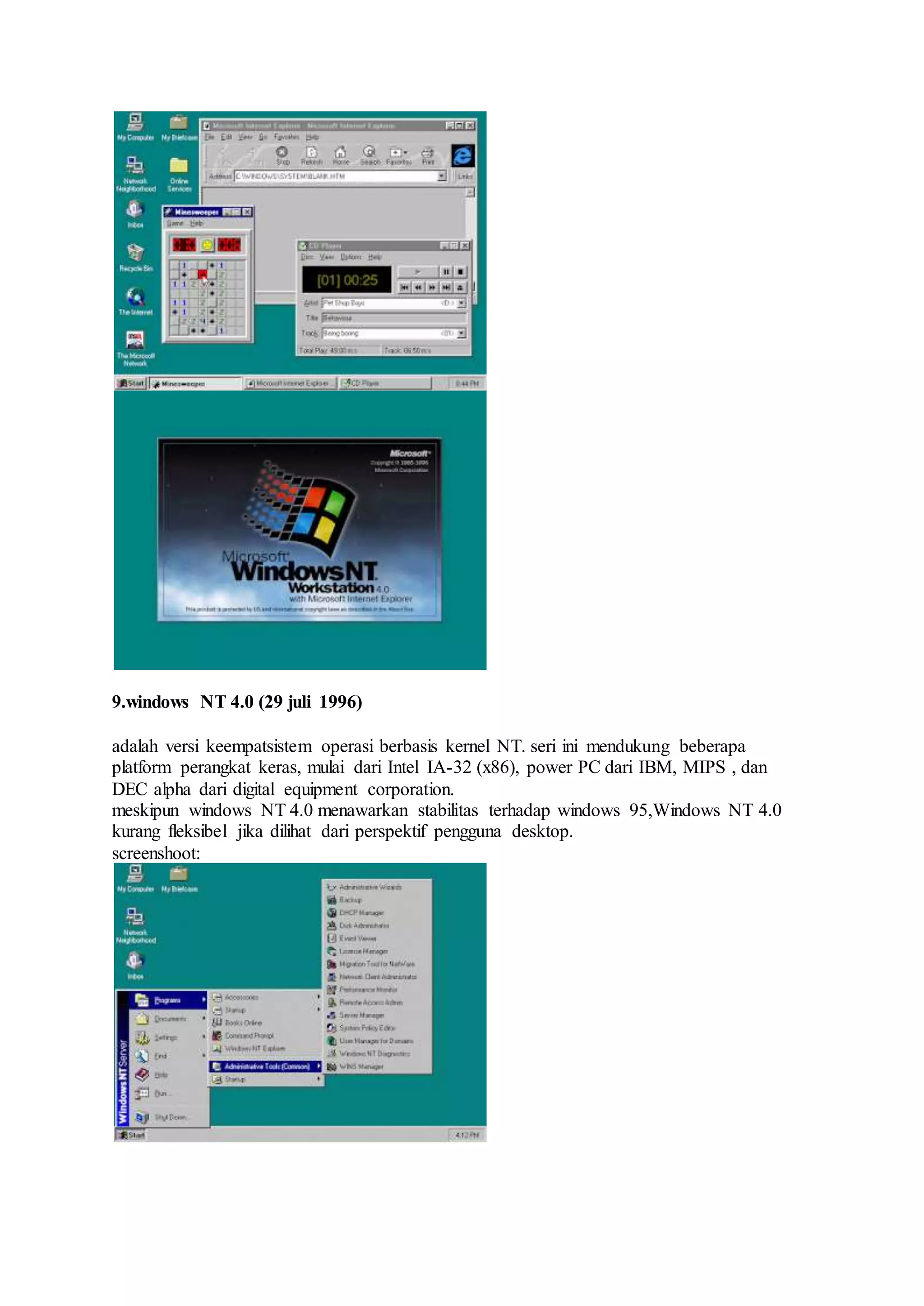 Sejarah windows os sampai sekarang | PDF