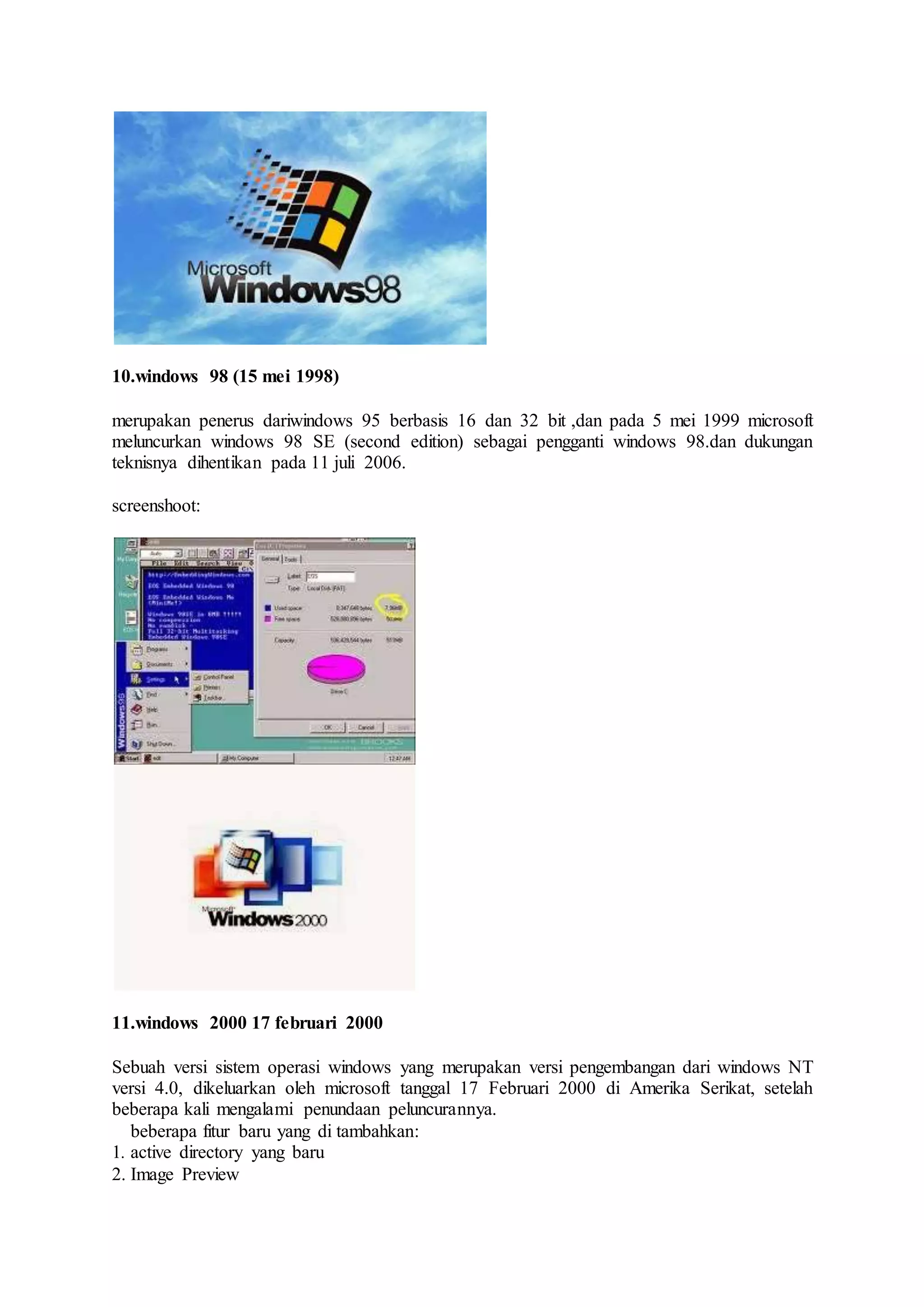 Sejarah windows os sampai sekarang | PDF