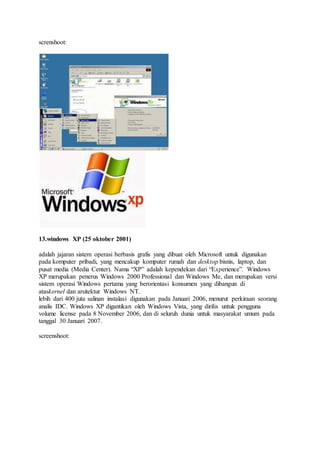 Sejarah windows os sampai sekarang | PDF