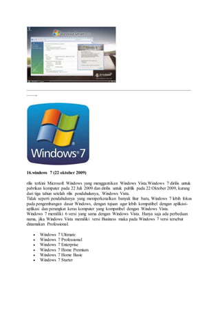 Sejarah windows os sampai sekarang | PDF