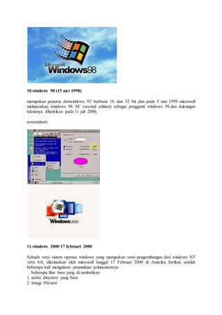 Sejarah windows os sampai sekarang | PDF