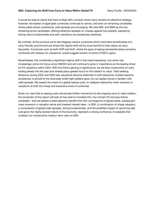 SEK: Capturing the Shift from Carry to Value Within Global FX (05/02 ...