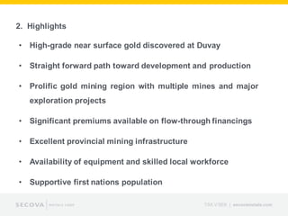 Secova Metals (SEK.v) Corporate Presentation | PDF