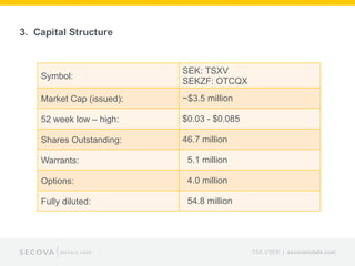 Secova Metals (SEK.v) Corporate Presentation | PDF