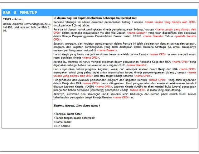 Sekelumit tentang Renstra OPD menurut Permendagri 86/2017 | PDF