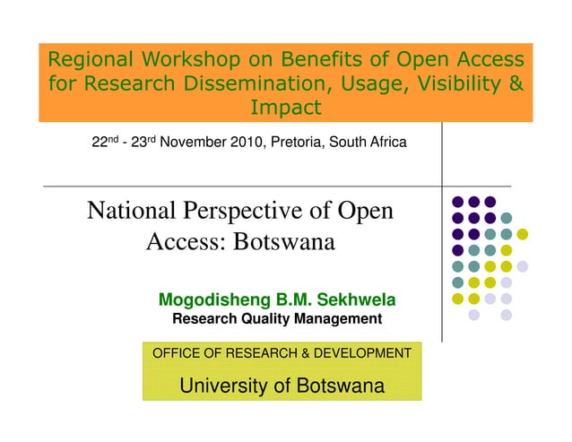 National Perspective of Open Access: Botswana | PPT