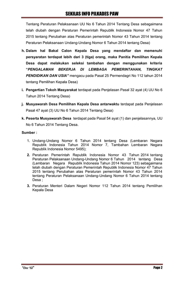 Sekilas Info tentang Pilkades PAW | PDF