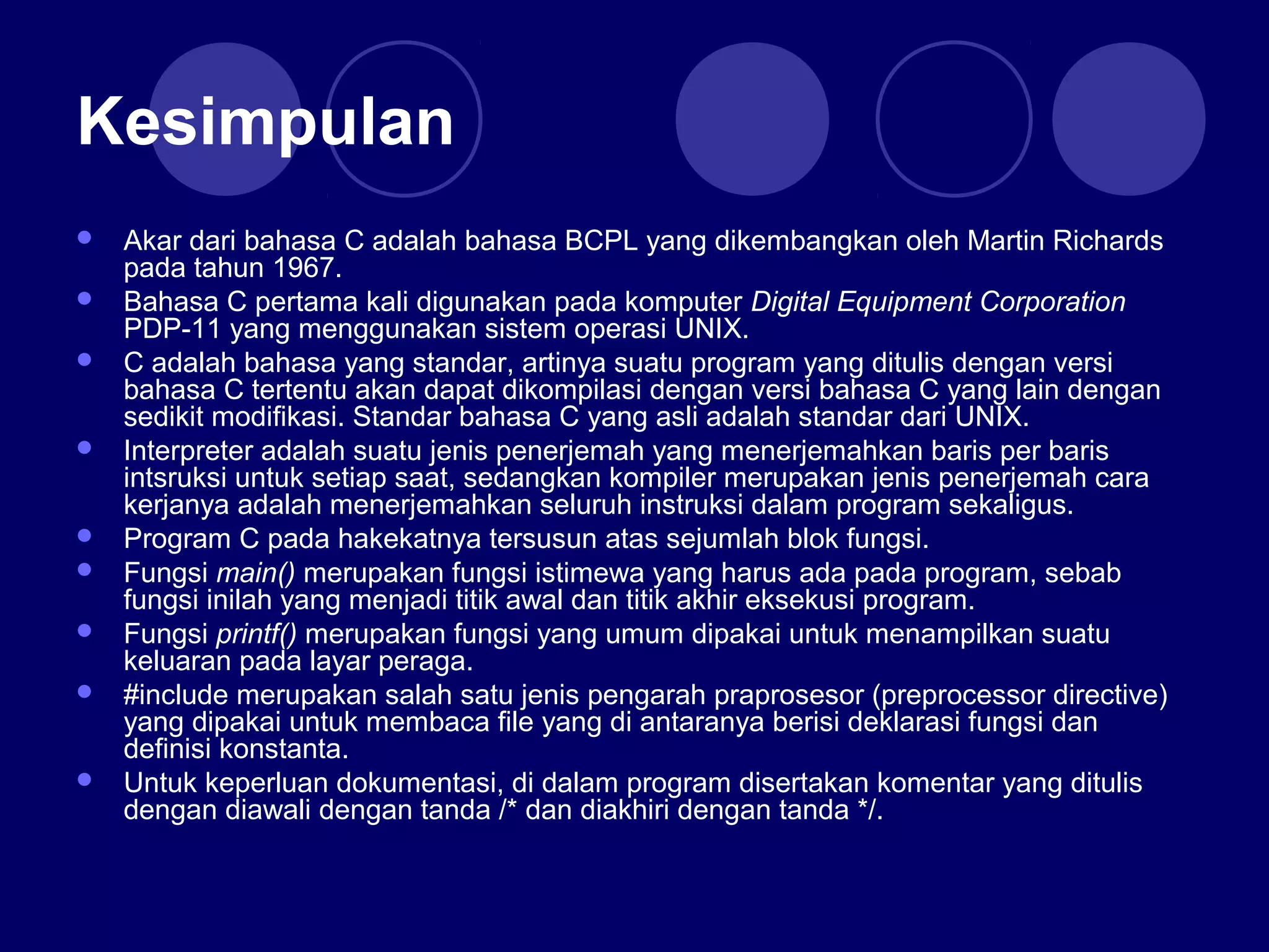 Sekilas tentang c | PPT