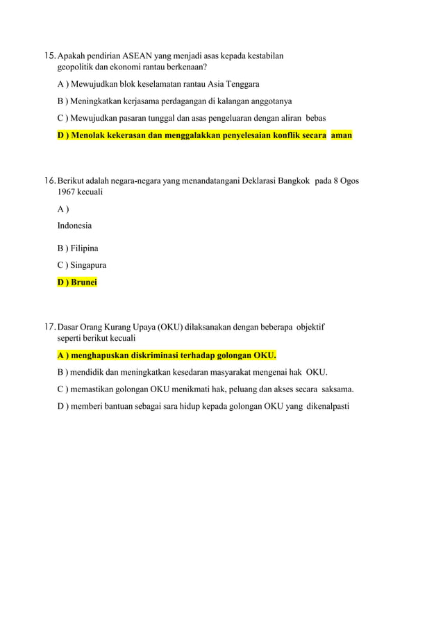 [VERSI 2020] CONTOH SOALAN SEKSYEN A PTD PEPERIKSAAN PEGAWAI TADBIR DIPLOMATIK | PDF