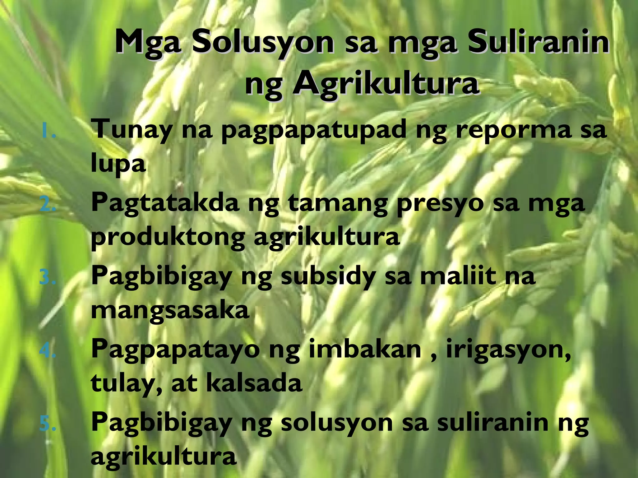 Sektor ng agrikultura | PPT