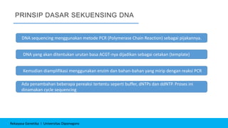 Sekuensing - Rekayasa Genetika | PPTX