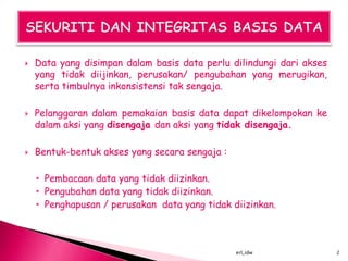 Sekuriti dan integritas data base | PPTX