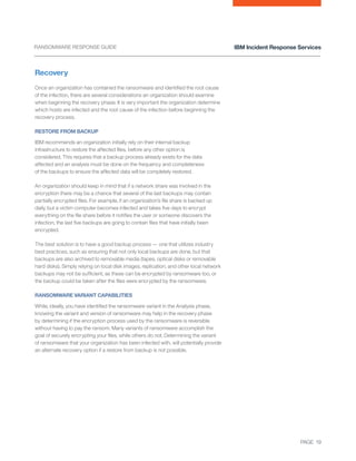 Ransomware Response Guide IBM INCIDENT RESPONSE SERVICES | PDF
