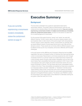 Ransomware Response Guide IBM INCIDENT RESPONSE SERVICES | PDF