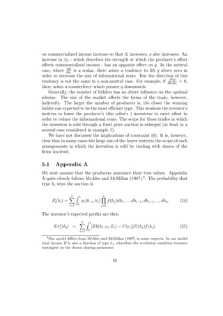 Bidding the Inventions as Incentive Schemes and the Ownership Structure ...