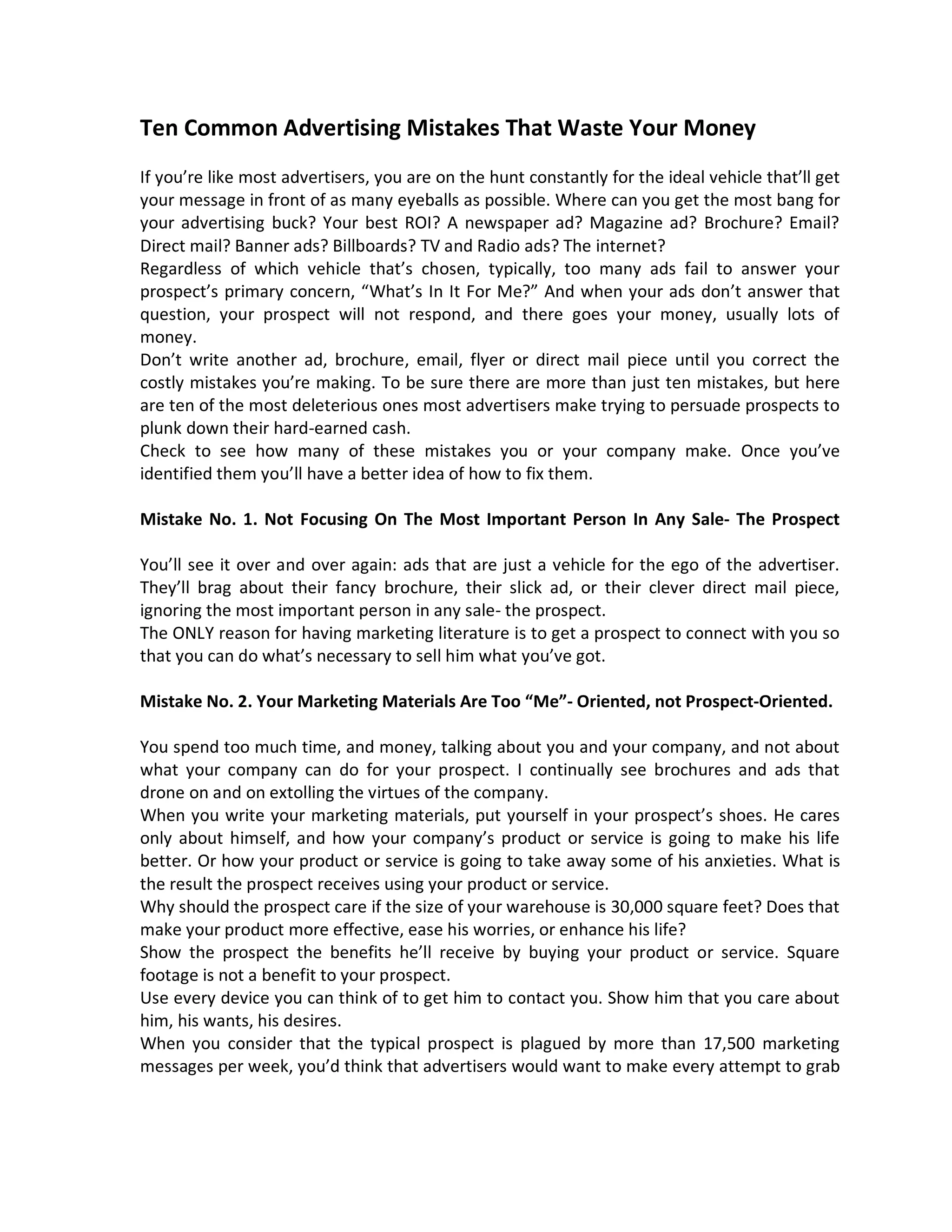 Selasturkiye 10 Common Advertising Mistakes | PDF