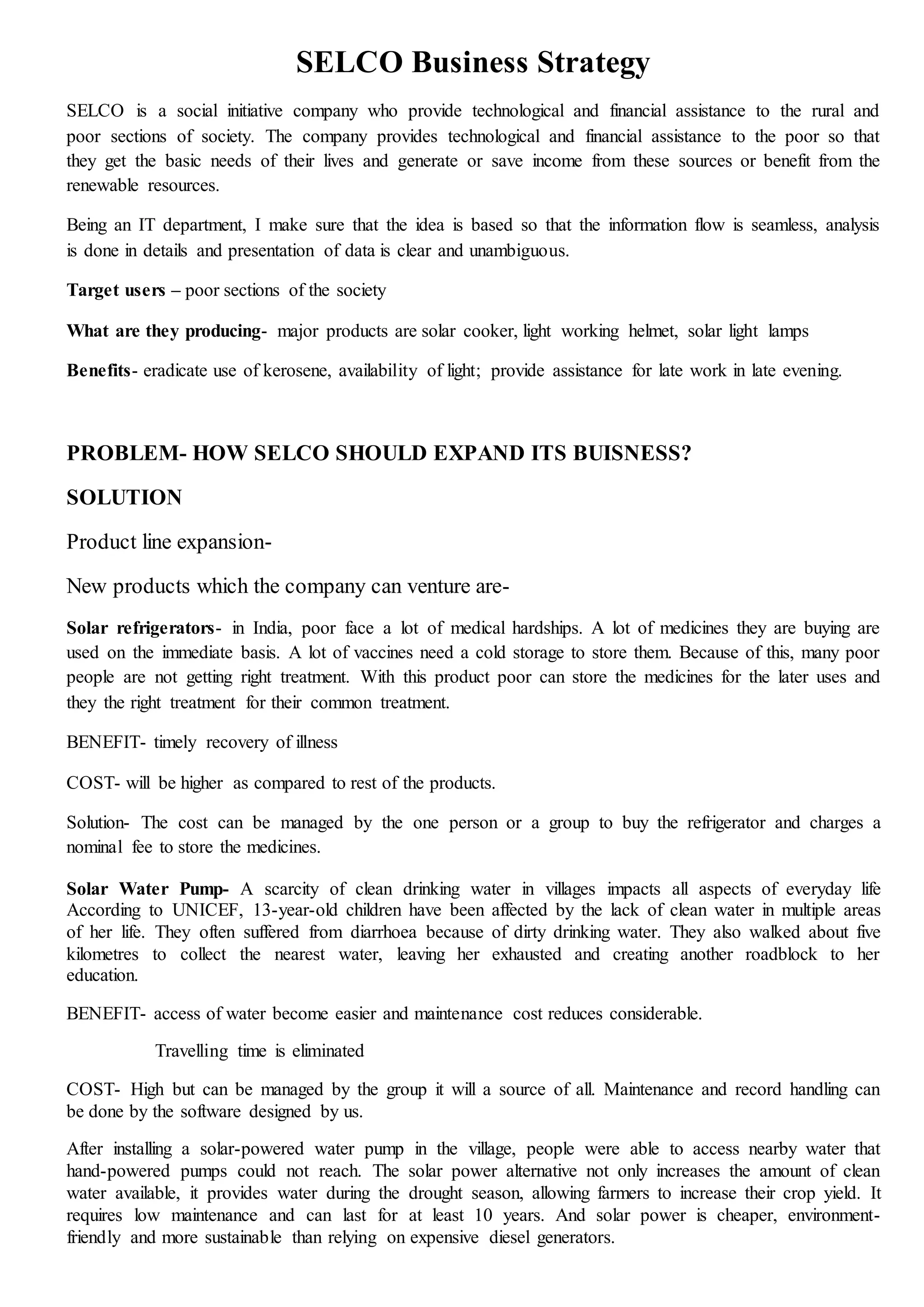 solution to the problem of SELCO through IT solution | PDF