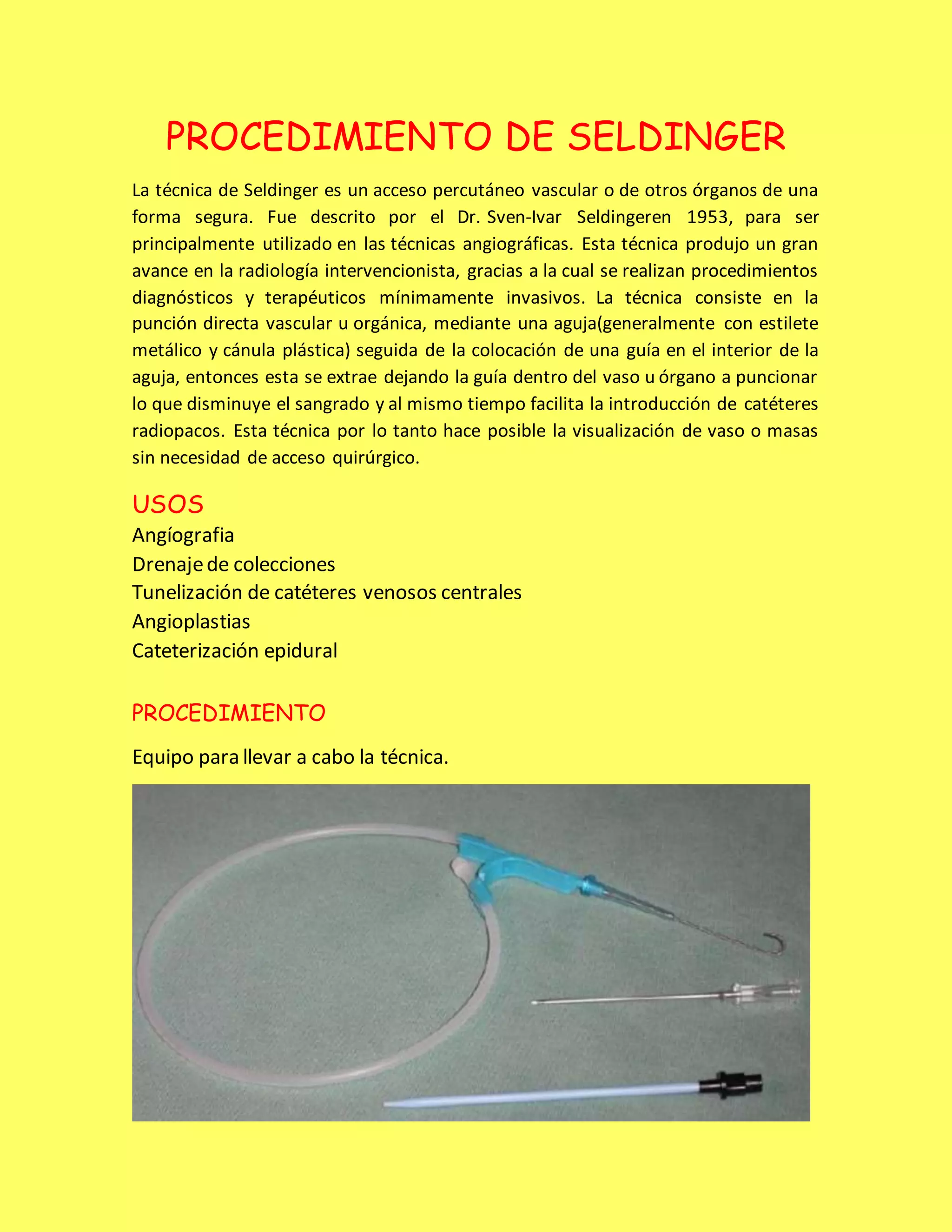 Técnica de Seldinger | DOCX