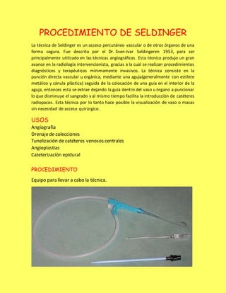 Técnica de Seldinger | DOCX