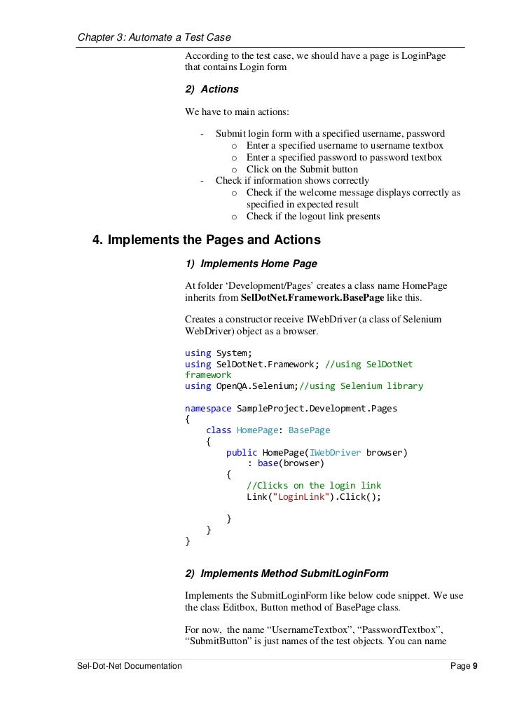 Sel dotnet documentation