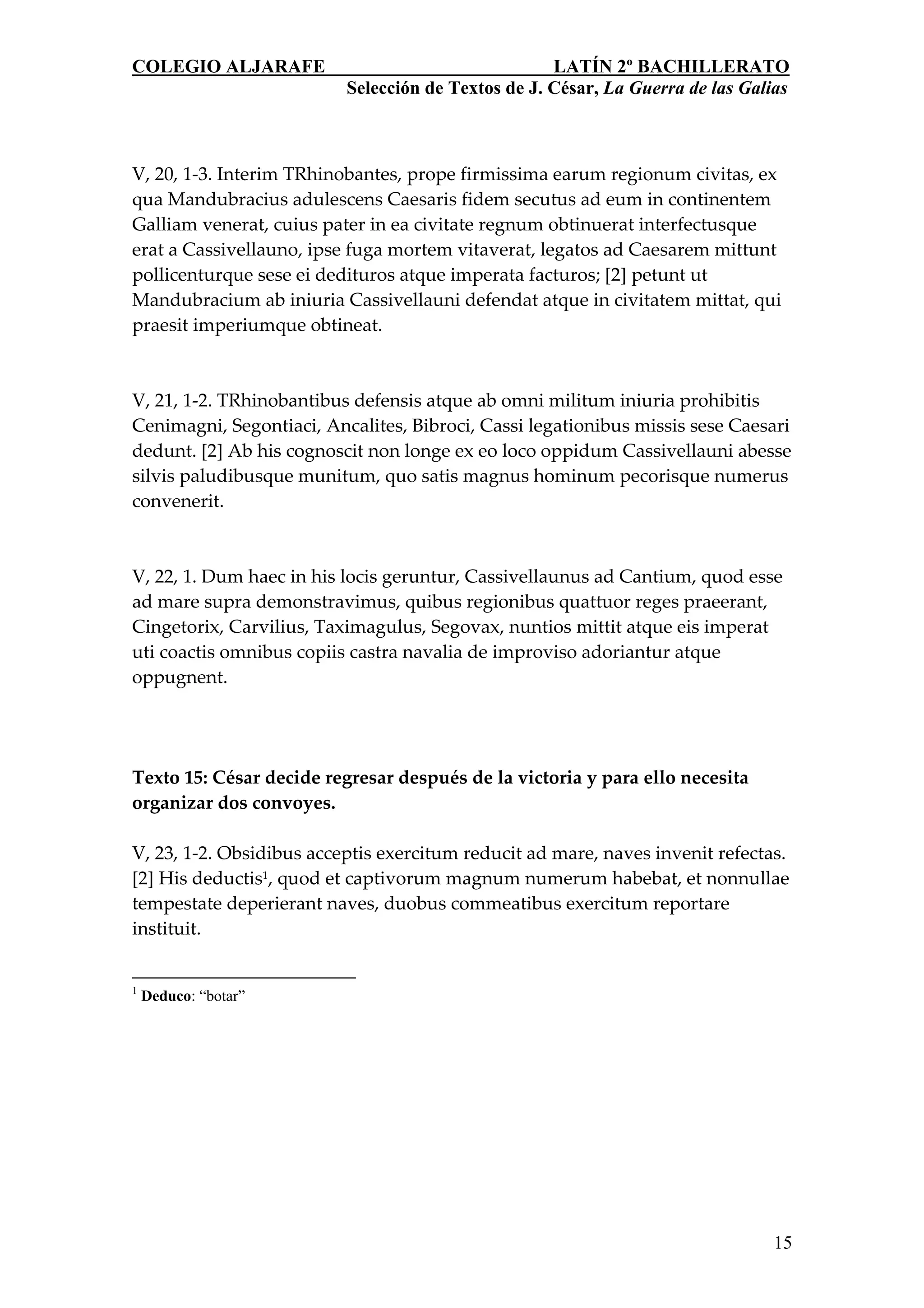 Selección de Textos de Guerra De Las Galias, César | PDF