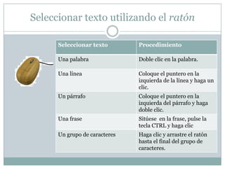 Seleccionar texto en word | PPSX