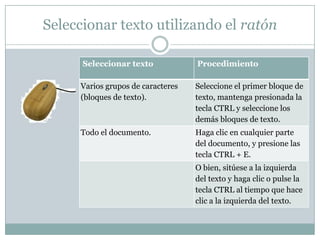 Seleccionar texto en word | PPSX