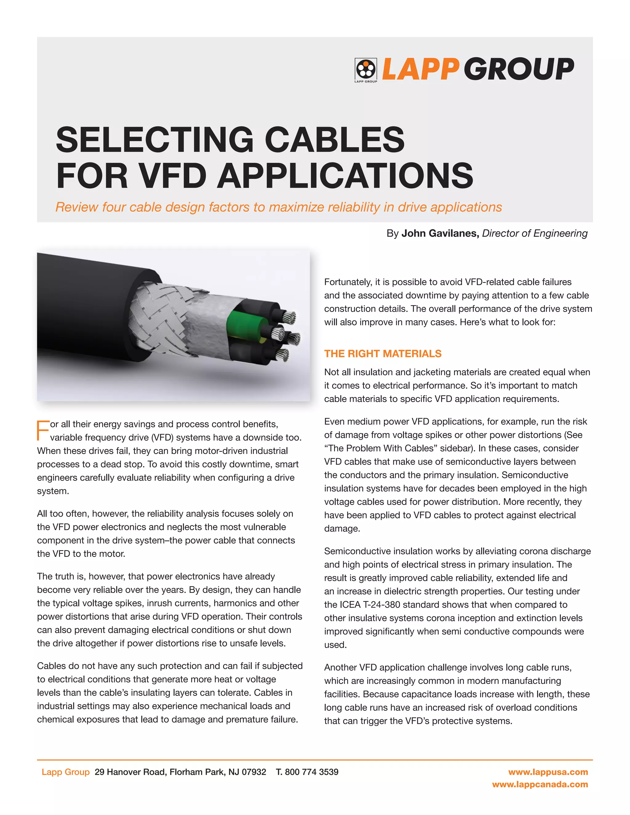 Seleccion de cables para vfd | PDF