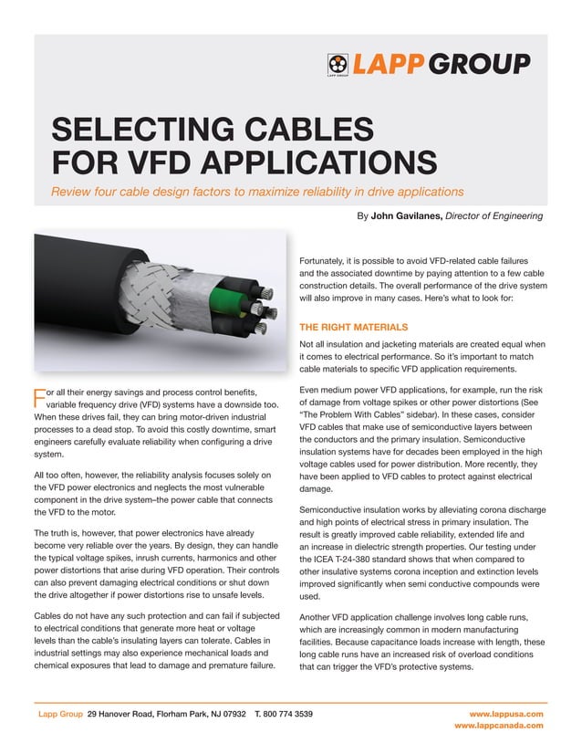 Seleccion de cables para vfd | PDF