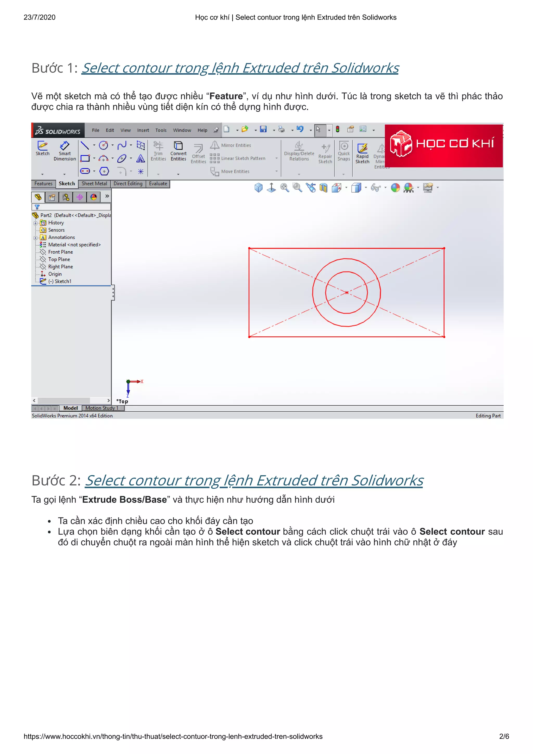 Select contuor trong lệnh Extruded trên Solidworks | PDF