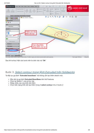 Select contuor trong lệnh Extruded trên Solidworks | PDF